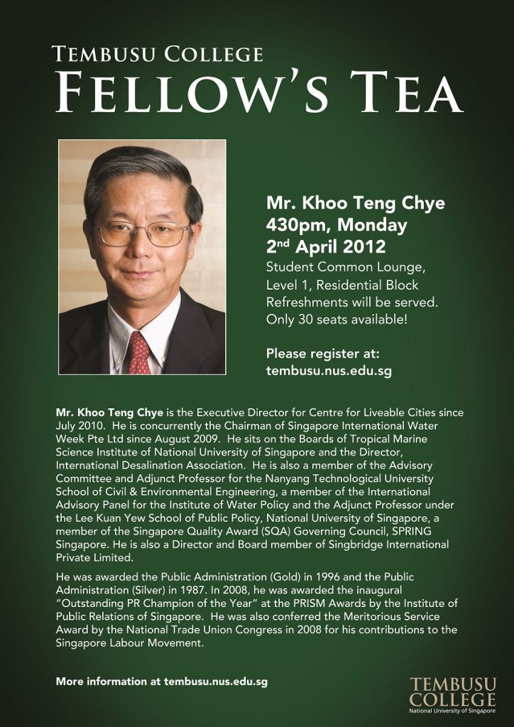 Fellow's Tea with Mr. Khoo Teng Chye - Tembusu College