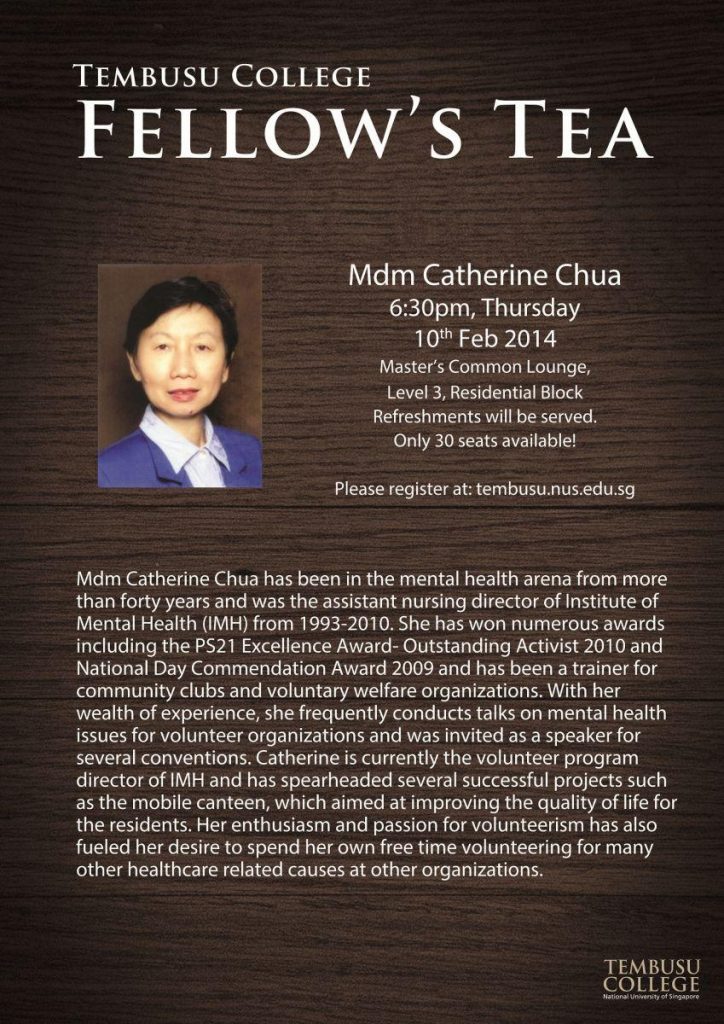 Fellow's Tea with Mdm Catherine Chua - Tembusu College