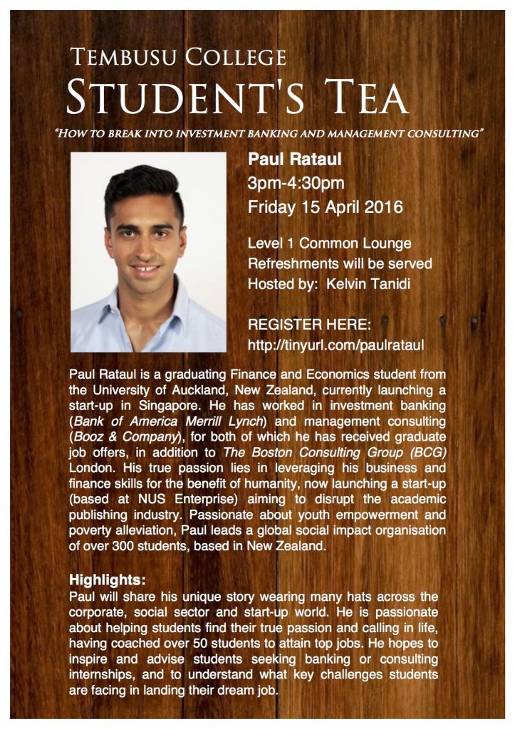 Student's Tea with Paul Rataul - Tembusu College